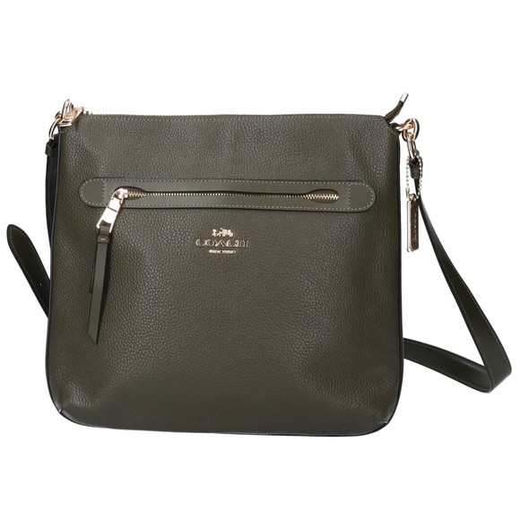 Coach | Bags | Coach 34823 Leather Square Shoulder Bag Khaki Ladies ...